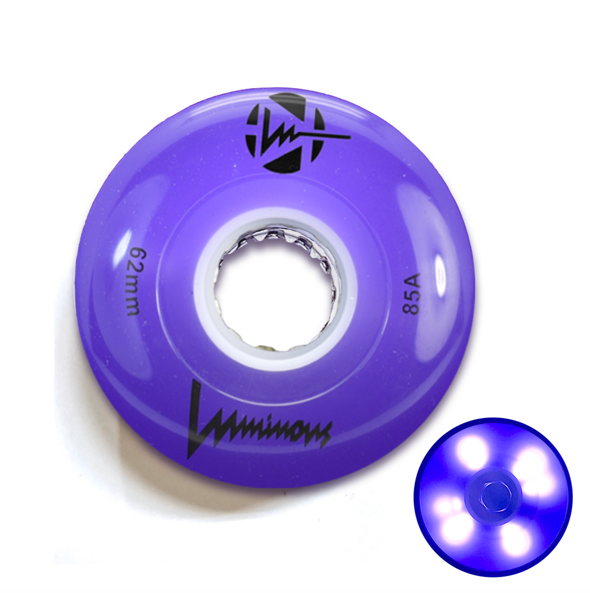 85A PURPLE Luminous LED Quad Light Up Skate Wheels, Set of 4 – ROLLERSTUFF