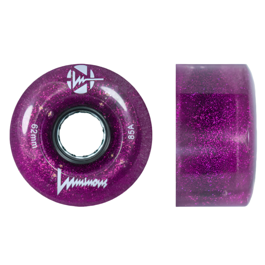 85A Purple Haze Plum Glitter Luminous LED Quad Light Up Skate Wheels ...